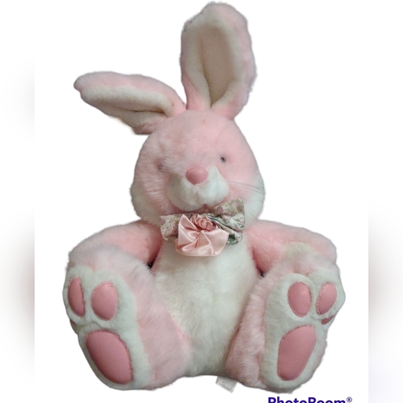 Cuddle Wit | Toys | Vintage Cuddle Wit Pink Bunny Plush With Floral Bow ...